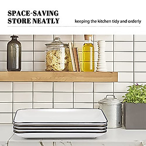 Aquiver 12" Ceramic Platters - White Rectangle Serving Plates for Party Food, Sushi, Fruits, Snacks, Appetizer, Taco, Desserts, Entertaining Guests, Set of 4 (Creamy White)