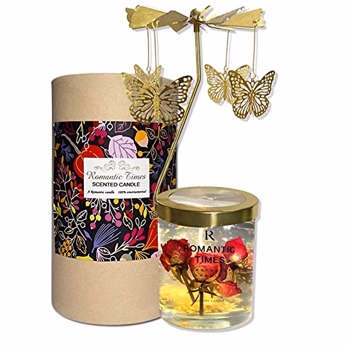 Gifts for Women Mom Sister Best Friend Girlfriend Birthday, Jelly Gel Scented Candle Spinning Candle Rotating for Romantic Home Decor, Long Burning, Relaxing for Bath, Yoga (Velvet Rose, Fairy)