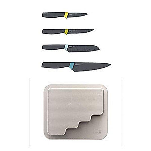 Joseph Joseph 10303 DoorStore Knives Elevate Set with Knife Block 3M Adhesive Wall and Cabinet Door Mount, 5-piece Opal