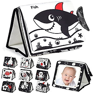 EverLove Tummy Time Mirror for Babies - Baby Mirror Toy for Tummy Time - Black and White Toys for Infants - High Contrast Baby Toys for Newborn - Baby Sensory Toys - Best Gift for 0 3 6 9 Months Baby