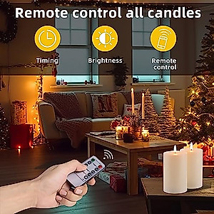 Pandaing Set of 2 Ivory Flameless Candles Battery Operated LED Real Wax Flickering Electric Candles with Remote Control Timer for Decorations (3"x6")