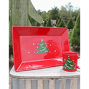 Waechtersbach Christmas Tree Serving Platter – Handmade Porcelain Red Serving Trays for Parties – Durable Christmas Snack Tray – Dishwasher & Microwave Safe Holiday Tray – Great Christmas Gifts