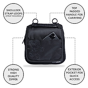 Nintendo Super Mario 3DS Carrying Case Compatible With Nintendo Switch, 2DS, 3DS, 3DS XL, DS, DS XL, DS Light Handle & Shoulder Strap Traveling Carry Case With Hard Zipper Black Officially licensed
