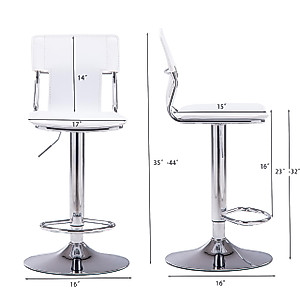 Sidanli White Adjustable Swivel Counter Bar Stool Chairs with Back (Set of 2)