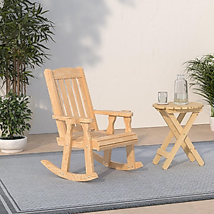 Amish Casual Heavy Duty 600 Lb Mission Pressure Treated Rocking Chair with Cupholders (Unfinished)