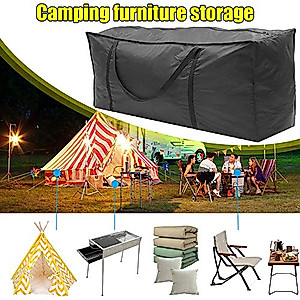 Patio Cushion Storage Bag Extra Large,Mayhour Outdoor Heavy Duty Waterproof Furniture Cushion Bags Cover Black with Zipper Handles for Garden Beach Picnic (46x18x20in)