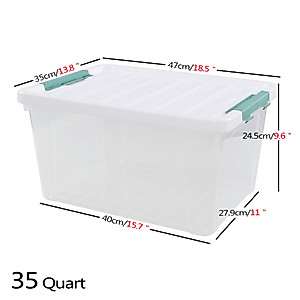 Utiao 6 Pack 35 Quart Clear Container Box, Large Storage Bins with Lids