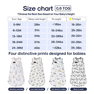 Domiamia Baby Sleep Sack 0.6 Tog Ultra Breathable Cotton Blend Muslin Toddler Sleeping Sack 24-36 Months Dryable Lightweight Unisex Wearable Blanket