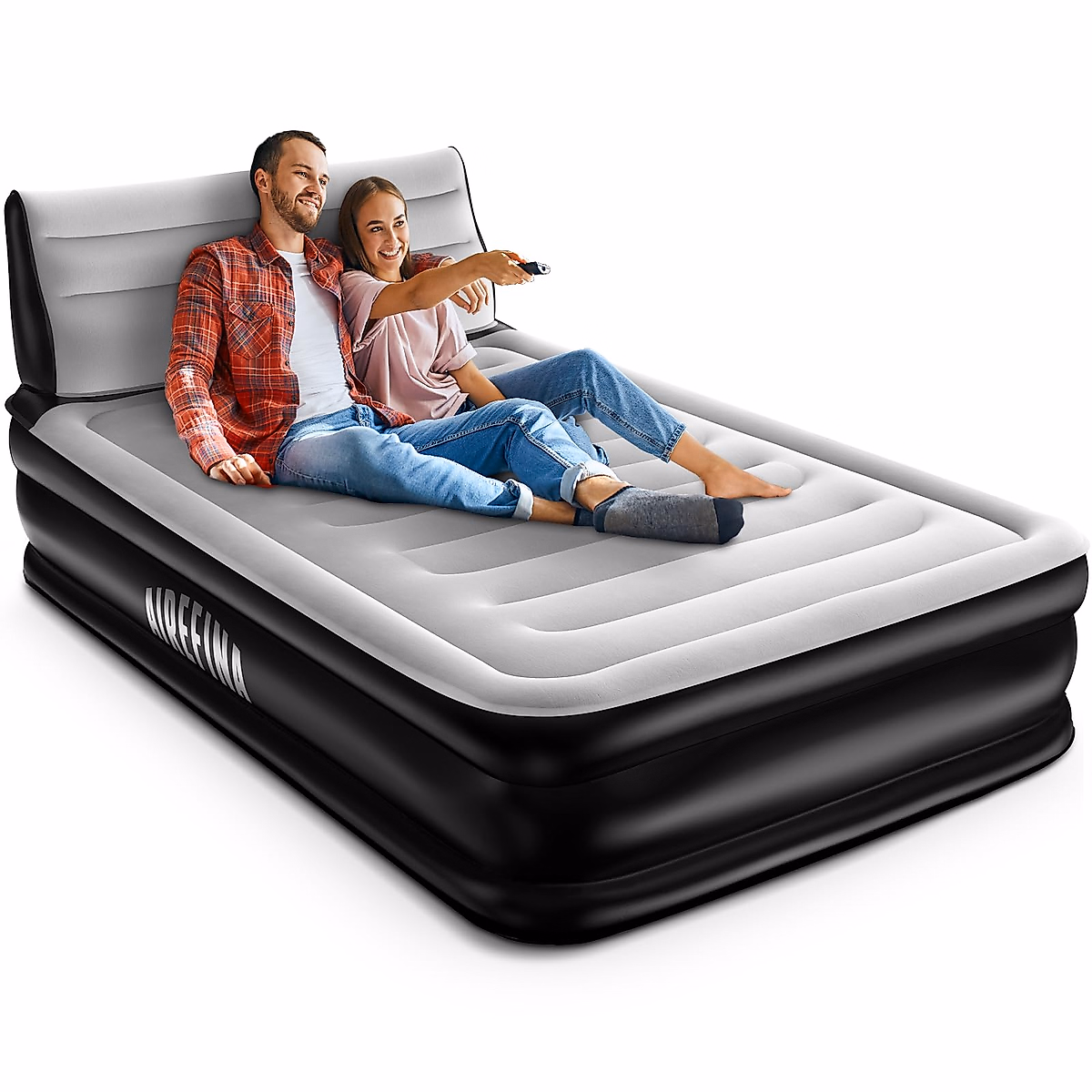 Airefina Air Mattress Full with Built in Pump and Headboard