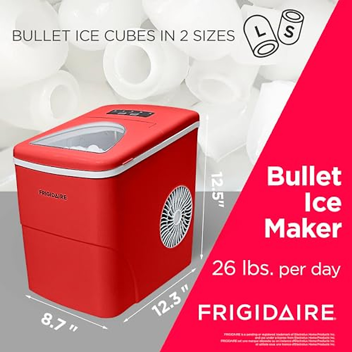 Frigidaire EFIC108 Counter top Portable, 26 lb per Day Compact Ice Maker Machine