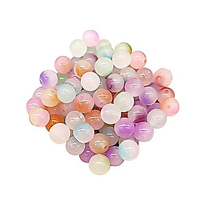 UUYYEO 200 Pcs 8mm Gradient Glass Beads Chakra Beads Colorful Round Beads Gemstone Crystal Beads Bracelet Charms for Jewelry Making Multicolor