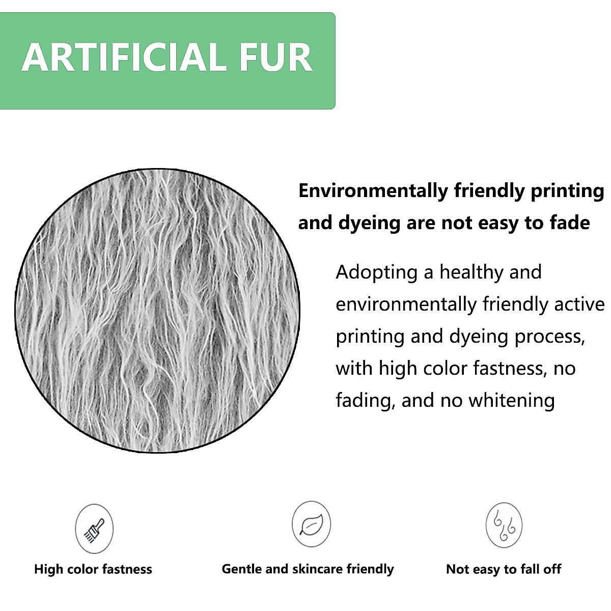 Faux Fur Fabric Christmas Winter Squares Shaggy Fur Fabric Patches Black Gray 18x40 Inch for DIY Craft Hobby Halloween Winter Costume Decoration