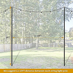 Espird String Light Poles for Outdoors,Christmas Decoration Poles for String Lights,3 in 1 Light Poles with Hooks for Deck Garden Patio Wedding Cafe Party 2PCS