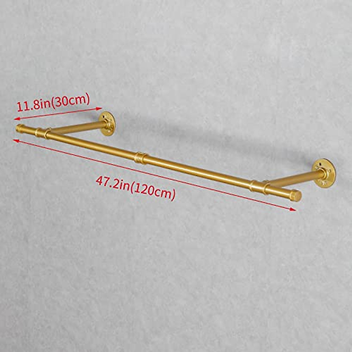 RZGY Clothes Rack Wall Mount, 47.2''L Clothing Bar for Wall, Industrial Pipe Clothes Rod, Heavy Duty Hanging Clothes Rack Detachable Garment Bar, Multi-Purpose Hanging Rod for Closet