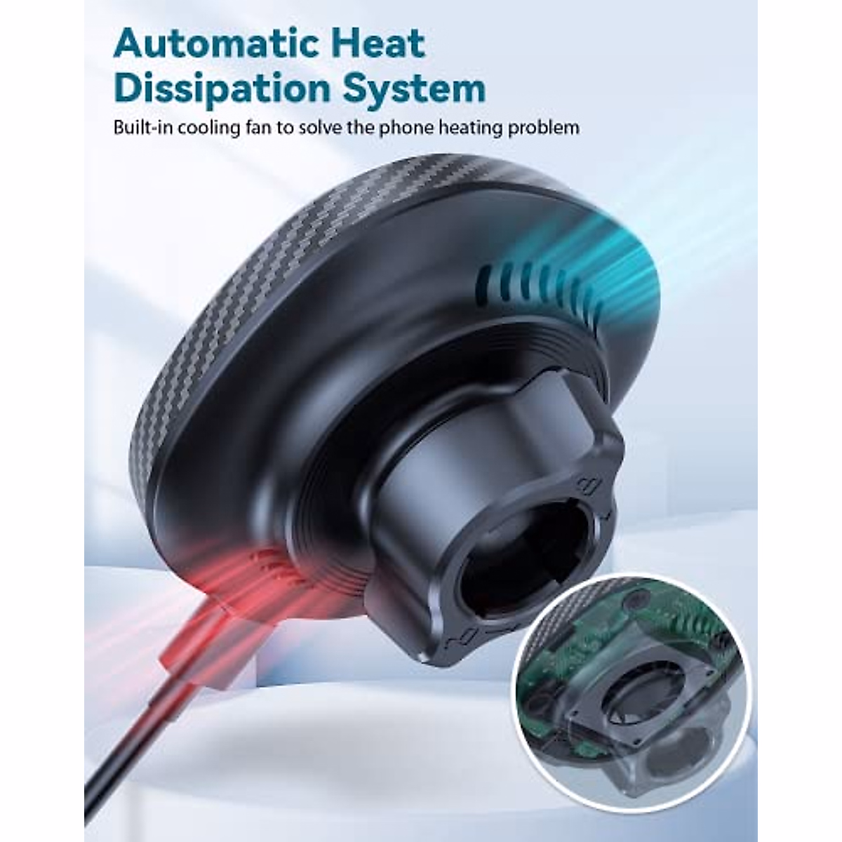 EXELIQ Magnetic Wireless Car Mount Charger, Tri-Pivot Cup Holder Charger Mount with Heat Dissipation System, Fast Magsafe Charging Holder for iPhone 14 13 Pro Max Mini [with QC 3.0 Adapter]