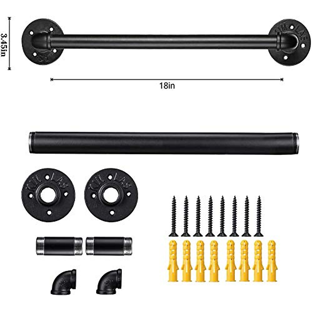 2 Pack 18 Inch Industrial Pipe Towel Bar, Elibbren Bathroom Hardware Towel Bar Accessory, DIY Wall Mount Bath Towel Rack Holder
