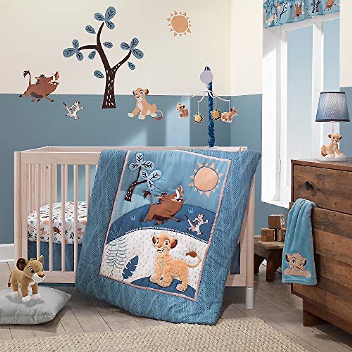 Lambs & Ivy Lion King Adventure Baby Blanket, Blue , 30x40 Inch (Pack of 1)