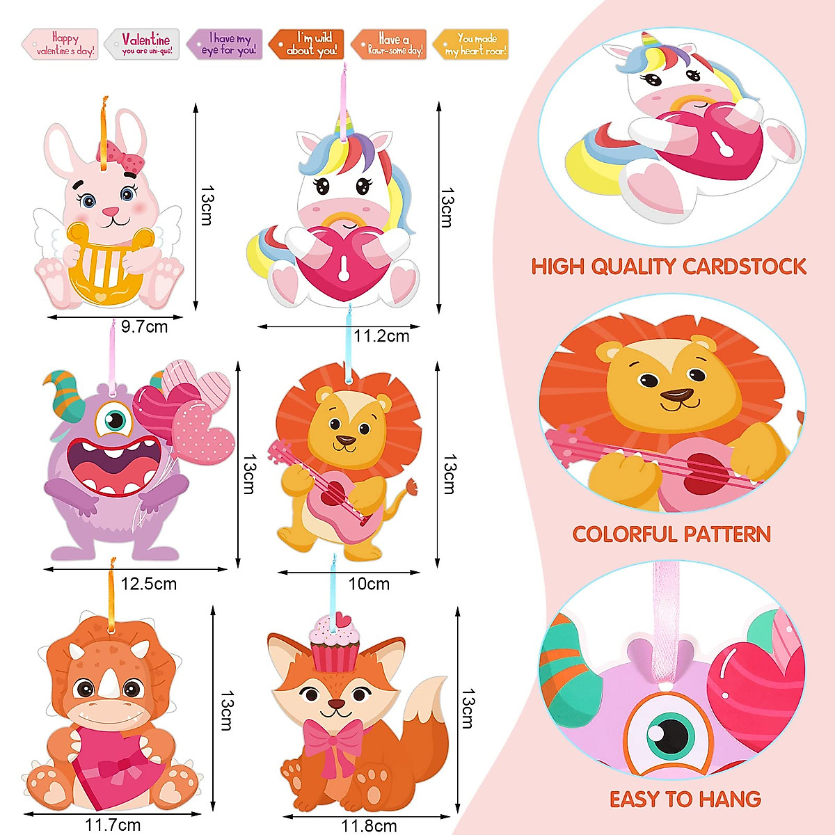 Gersoniel 24 Sets of Valentines Day Craft Kits Valentines Ornament DIY Animals Crafts Valentine DIY Ornaments Stickers for Kids Valentine Class Game Activities and Valentines Day Decorations,6 Styles