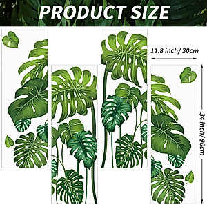 Large Green Tropical Jungle Leaves Wall Decals Palm Tree Leaf Plants Wall Stickers DIY Peel and Stick Removable Monstera murals Leaf Window Stickers for Kids Bedroom Nursery Living Room Decoration