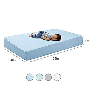 2 Pack Jersey Crib Sheets Set, Stretchy Jersey Knit Fitted Crib Sheet for Boys and Girls, Size 28 x 52 in, Baby Sheets Soft and Breathable (Blue Grey)