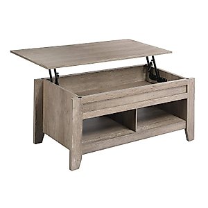 Topeakmart Modern Coffee Table with Storage Shelf and Hidden Compartmant, Living Room Center Tables with Lift Top, Gray