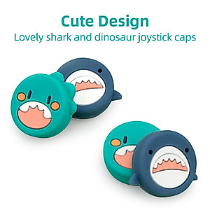 GeekShare 4PCS Cute Shark Thumb Grip Caps,Soft Silicone Joystick Cover Compatible with Nintendo Switch/OLED/Switch Lite