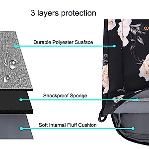 MOSISO Laptop Shoulder Bag Compatible with MacBook Air 15 inch M3 A3114 M2 A2941/Pro 16 M4 M3 M2 M1, 15-15.6 inch Notebook, Camellia Sleeve with Adjustable Depth at Bottom, Black