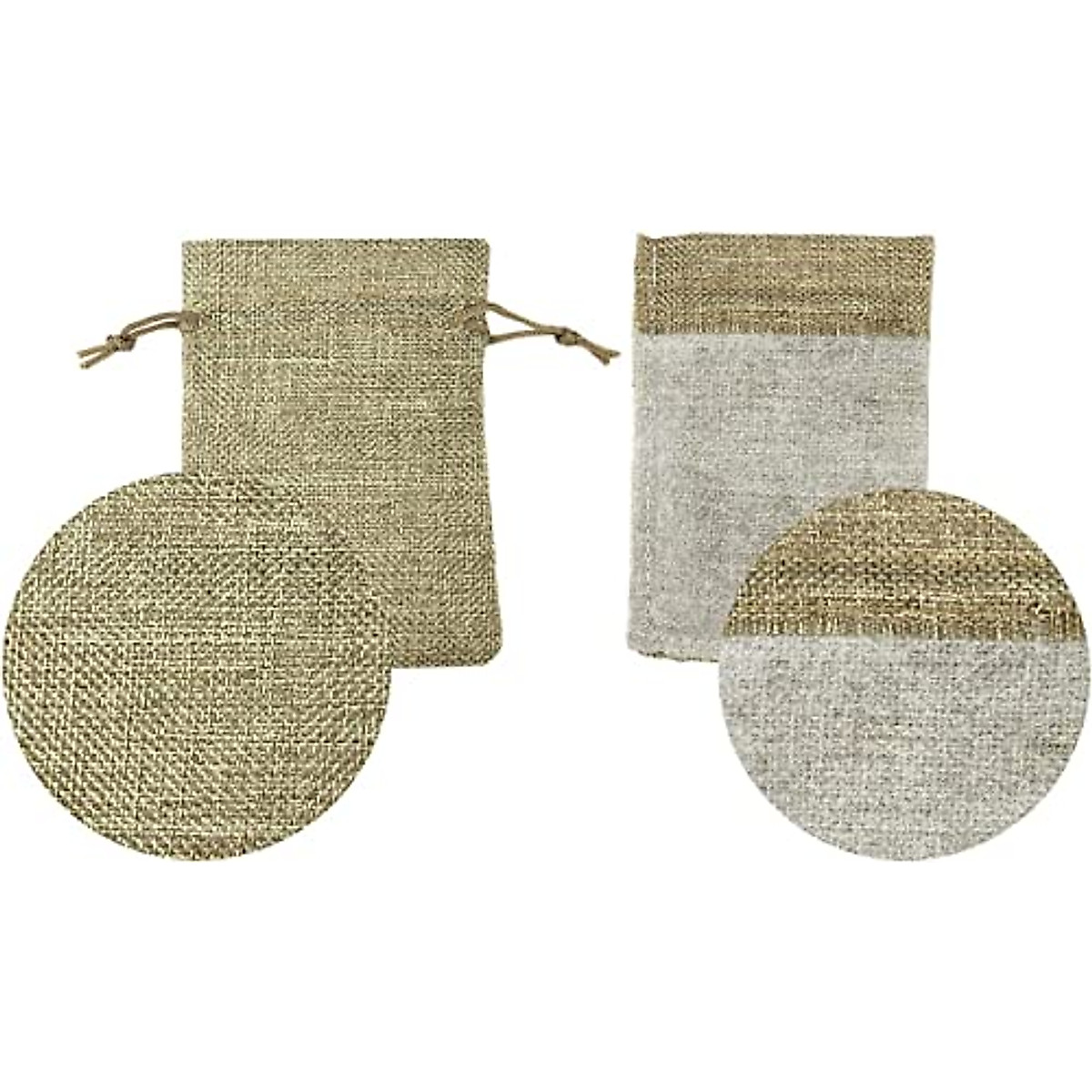 Tomkity 100 Pcs 3x4 Inch Linen Burlap Bags with Drawstring Reusable for Jewelry Wedding Party DIY Craft Gift Bags