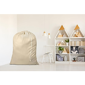 Lenenz 4 Pack Reusable Laundry Bags - 100% Cotton Multi Purpose Travel Laundry Bag - Durable & Machine Washable - Large Laundry Bag 28 x 36"