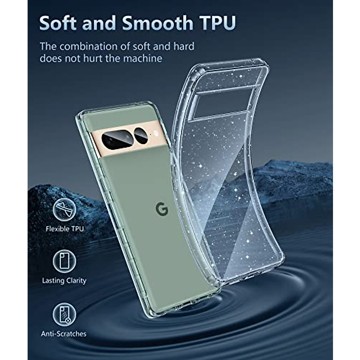PUJUE for Google Pixel 7-Pro Clear Case: Pixel 7 Pro Dual Shockproof Protective Cell Case | Anti-Yellowing Silicone TPU | Full Protection Slim Bling | Clear Bumper Rubber Cell Phone Cover