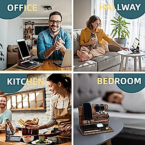 ZAPUVO Gifts for Men, Gifts for Dad Husband Fathers Day from Daughter Son Kids Wife, Ash Wood Phone Docking Station Nightstand Organizer, Birthday Gifts Ideas Boyfriend Anniversary Graduation for Him