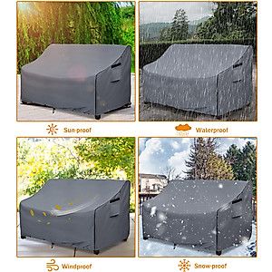 Dalema Outdoor 3-Seater Loveseat Cover,600D Heavy Duty 100% Waterproof Patio Sofa Cover,Furniture Covers for Sofa and Loveseat,79W x 38.5D x 35H Inches,Grey.