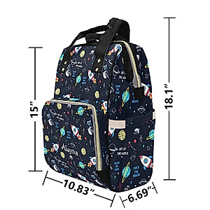 Yeshop Personalized Diaper Backpack Space Planet Rocket Multi Function Diaper Bag Travel Daypack Nursing Nappy Bag