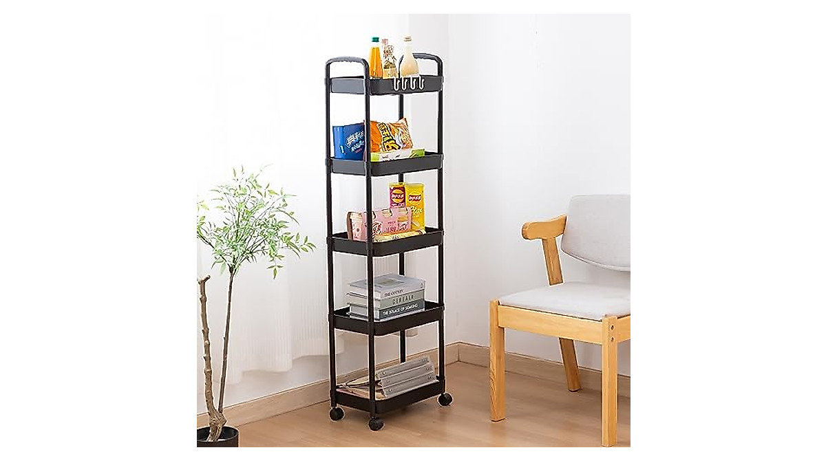 Gagee 5 Tier Rolling Cart with Wheels for Home & Office