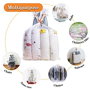4 Pack Large Clear Plastic Bags, 40" x 60" Moistureproof Dustproof Large Storage Bags, Reusable Giant Extra Luggage Storage Bags for Luggage, Suitcase,Furniture, Chair, Kids Bike (Include 4 Ties)