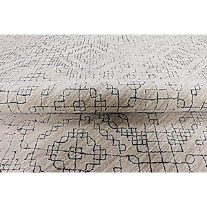 New Azulejo Natural Beige Moroccan Contemporary Handmade Tufted 100% Woollen Area Rugs & Carpet (8x10 ft - 250x300 cm)