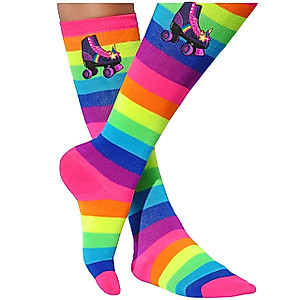 Bubblegum Divas Unicorn Roller Skating Glow Party Skate Knee High Socks Girls Youth (3 Pair)