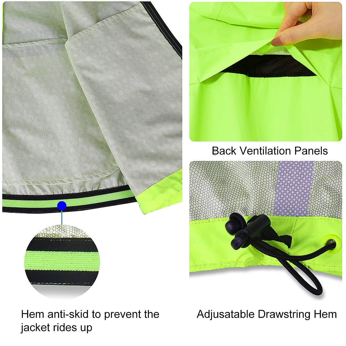 BALEAF Mens Cycling Rain Jacket Windbreaker Waterproof Running Gear Golf Mountain Biking Hood Lightweight Reflective Yellow XL