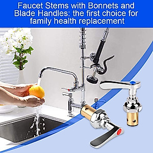 KWODE Brass Eterna Spindle Assembly Replacement Valve for Wall Mount Commercial Pre Rinse Faucet, Cold Side Lever Handle Faucet Stem Assembly Cartridge Faucet Valve, Blue