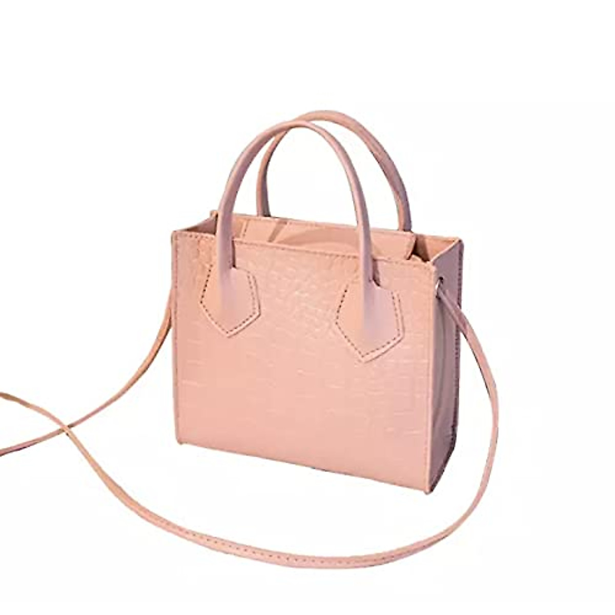 Women Tote Handbag Top Handle Small Mini Handbag for Women/Purses and Handbags for Women Top Handle Purses and Handbags with PU Leather and Adjustable Strap (Pink)