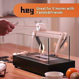 Mr.Ton Tabletop Fire Pit Bowl, Ventless Bio Ethanol Fireplace for Indoor & Outdoor, Personal Fire Pit, Rectangle, Large, Black