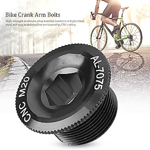 Chiwe Bike Crank Arm Bolts, 2pcs Bike Crankset Screw Cap 20mm Aluminum Alloy High Hardness Professional for Road Bike for Mountain Bike(M20 Black)