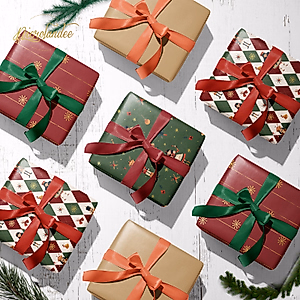 Nicrolandee Christmas Wrapping Tissue Paper, 24 Sheets Vintage Christmas Green Red Tissue Paper, Foil Gold Snowflake Gift Wrap Present Paper for Xmas New Year Holiday Birthdays Wedding, 20 X15 Inches