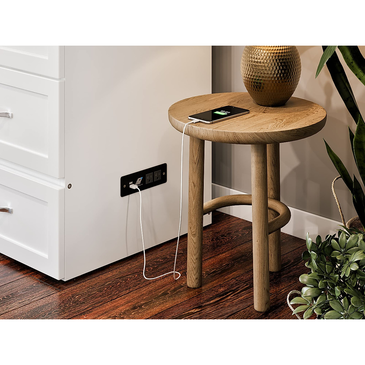 AFI, Vivian Murphy Bed Chest Twin XL with Storage Drawer and Built-in USB Charger, White