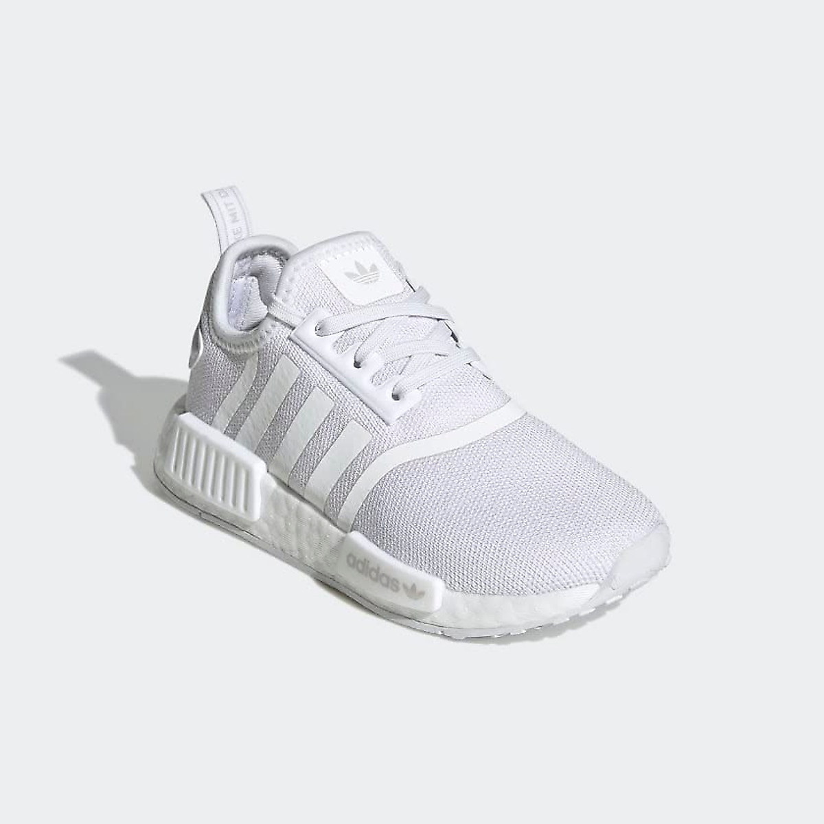 adidas Originals unisex child Nmd_r1 Sneaker, White/White/Grey, 1.5 Little Kid US