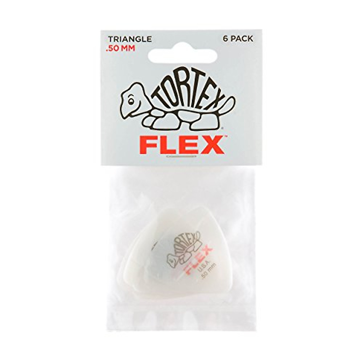 Dunlop Tortex Flex Triangle .50mm Red Guitar Pick-6 Pack, .50mm | White