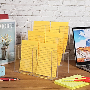 Vicenpal 3 Tier Acrylic Brochure Holder 4 x 9 Inch Brochure Display Stand Multi Pocket Magazine Holder Greeting Card Organizer Clear Literature Holder for Menu, Letter, Pamphlet, Sign, Desk(2 Pcs)