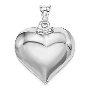 Sonia Jewels 925 Sterling Silver Puffed Heart Pendant Charm - 29mm x 28mm
