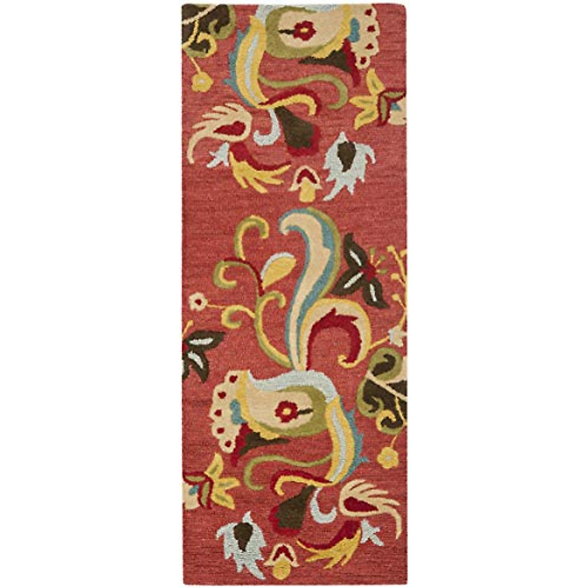 SAFAVIEH Blossom Collection 2'6" x 10' Rust / Multi BLM680B Handmade Premium Wool Runner Rug