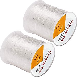 BingBing 2 Packs 0.7mm Elastic String, Jewelry Cord, Bracelet Rope Crystal Beading Cords, Transparent Beaded Line, Can Easily Pass Through Jewelry, Suitable for DIY Making (2Pack 0.7mm-White)